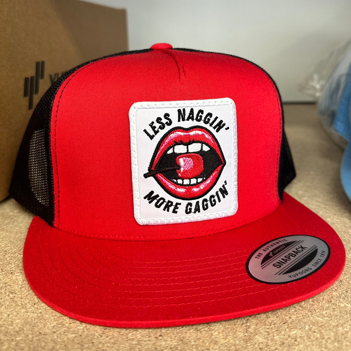 QUICK ORDER Less Naggin’ More Gaggin’ Hat - Red/ Blk 6006 – Rusty Lids