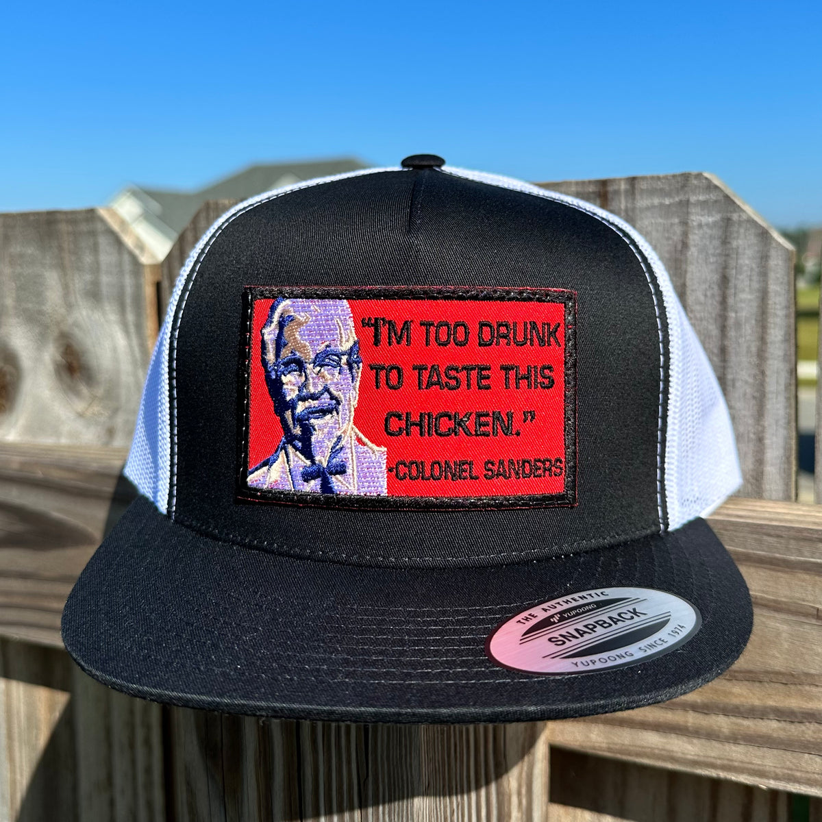 QUICK ORDER I’m too Drunk To Taste This Chicken Hat - Red Patch/ Black – Rusty Lids
