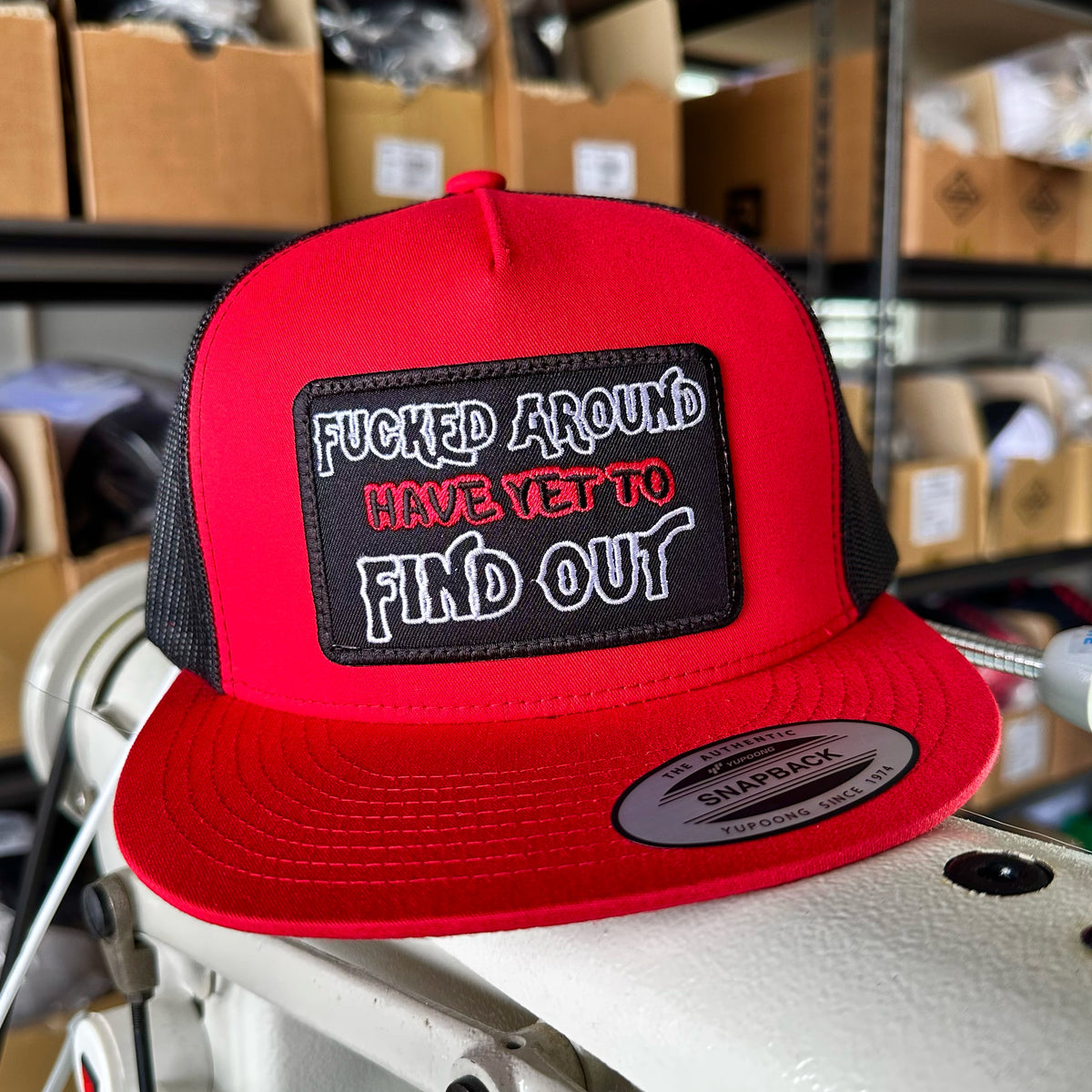 QUICK ORDER COMBO Fucked Around Have Yet To Find Out Hat - Red/ Black – Rusty Lids