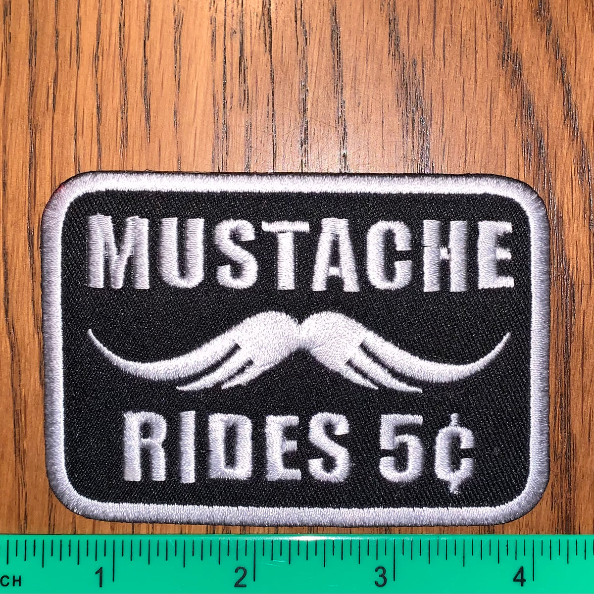 Mustache Rides 5 Cents Patch – Rusty Lids