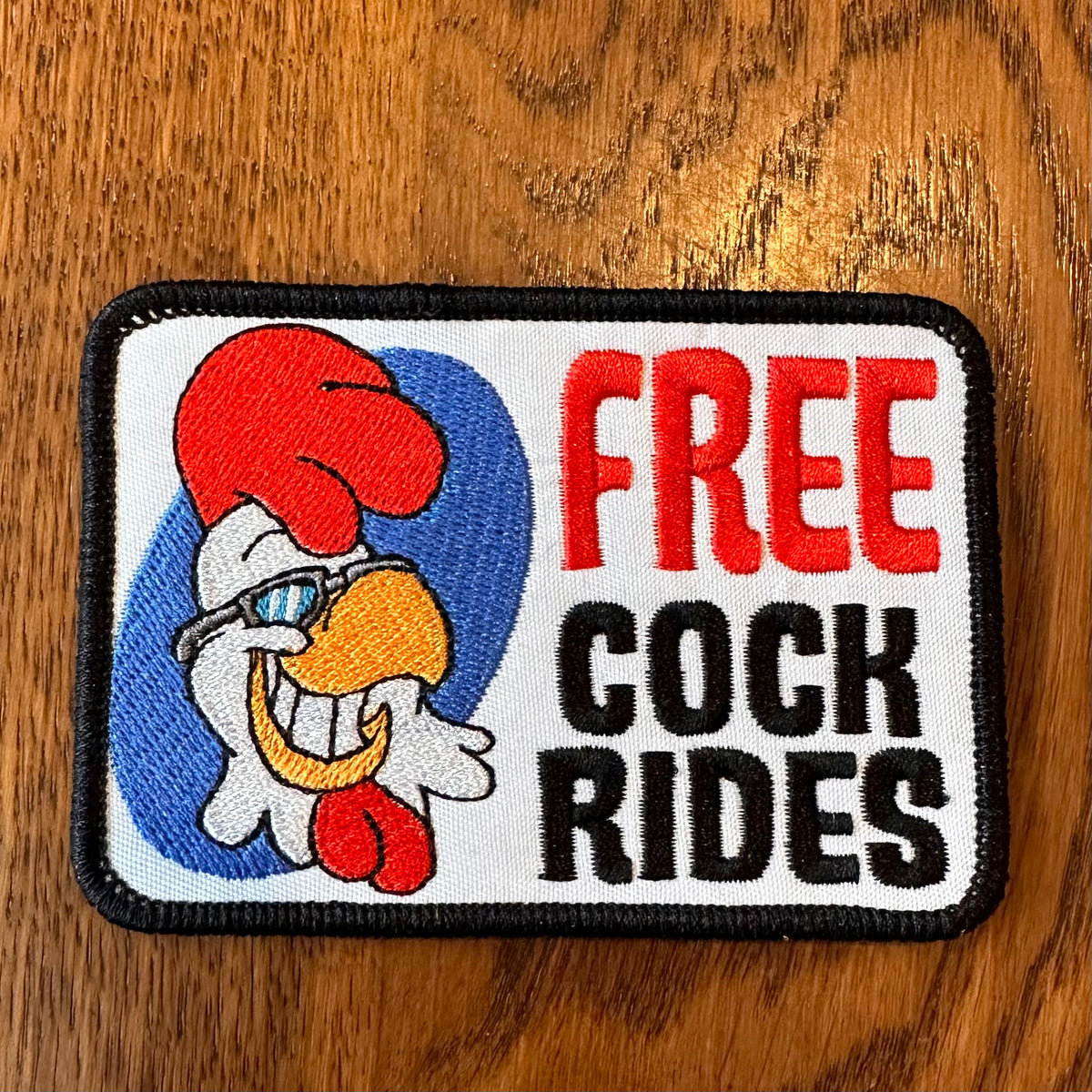 Free Cock Rides Patch - rectangular – Rusty Lids