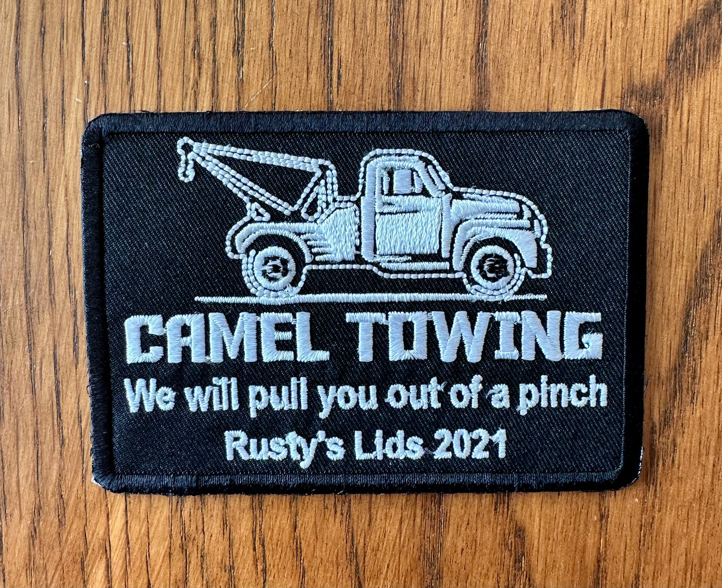 Camel Towing Patch - Black Background – Rusty Lids