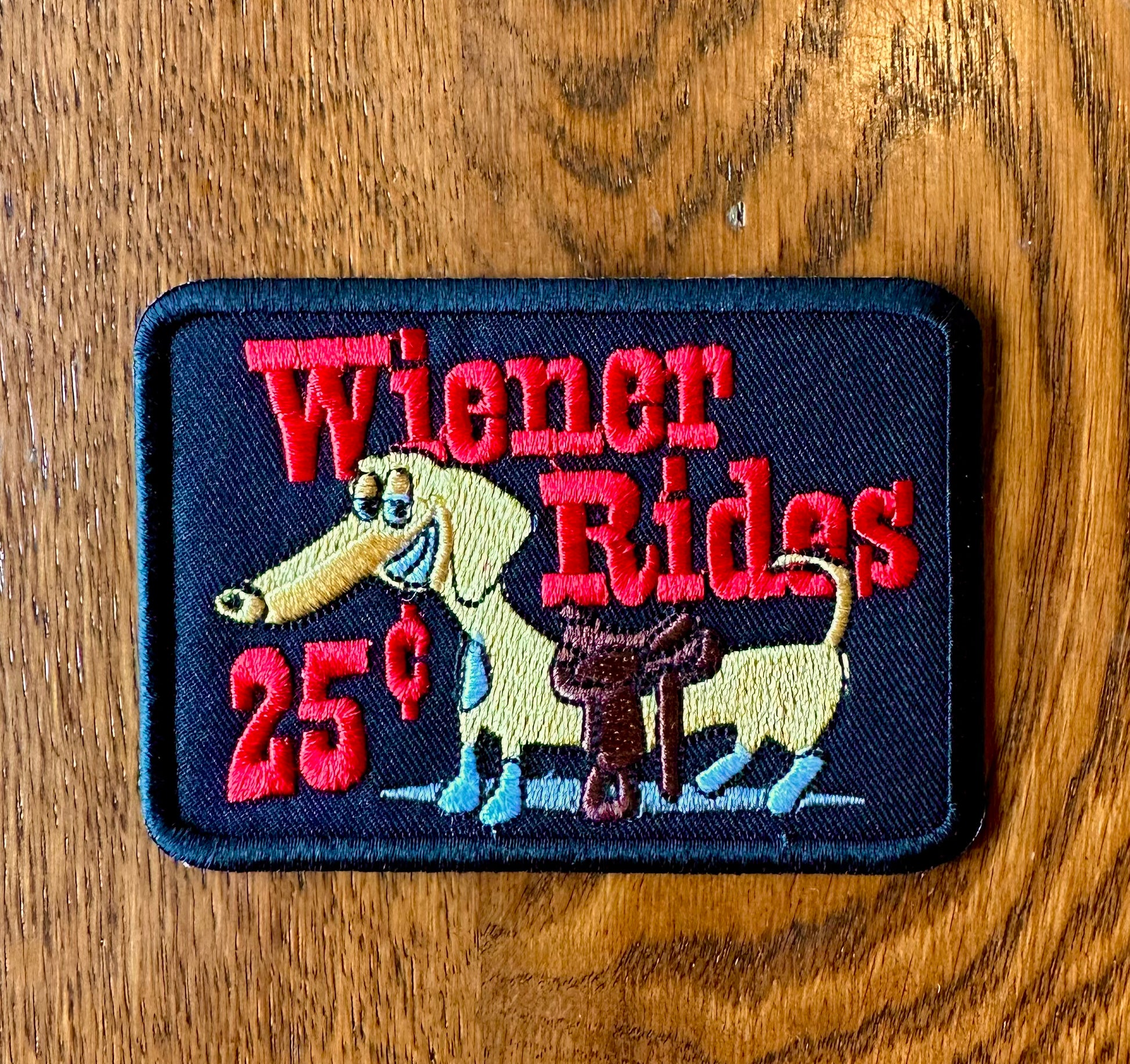 Wiener Rides 25¢ Patch - Black – Rusty Lids