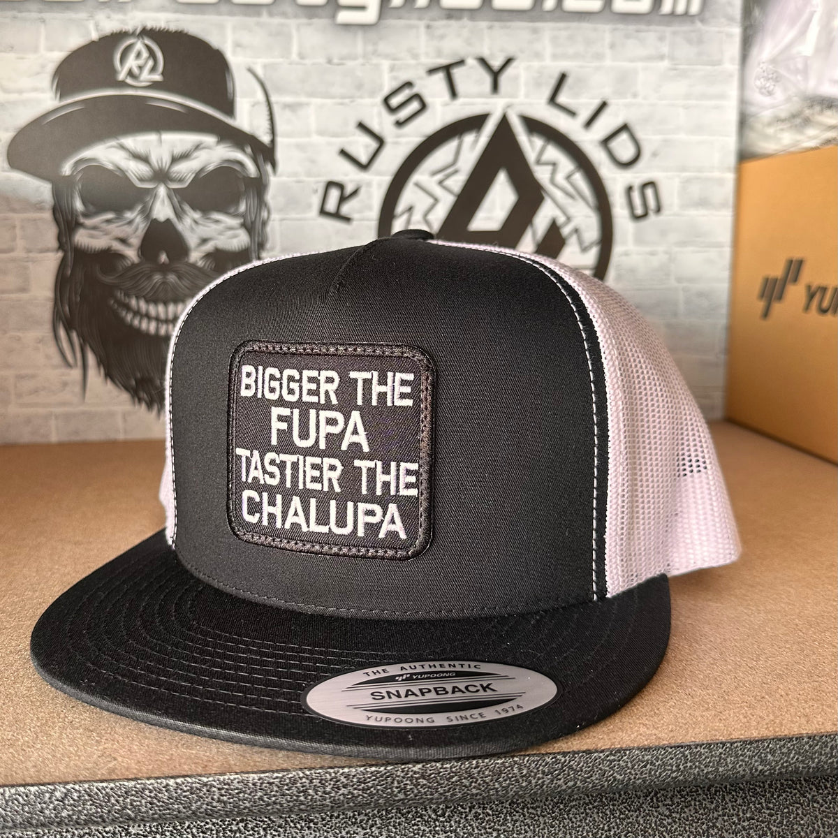 QUICK ORDER COMBO Bigger The Fupa Hat - Black/ White hat-black patch – Rusty Lids