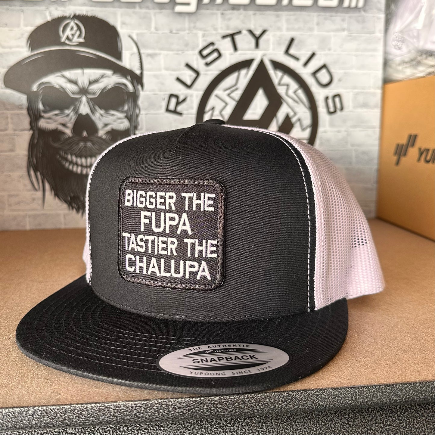 QUICK ORDER COMBO Bigger The Fupa Hat - Black/ White hat-black patch – Rusty Lids
