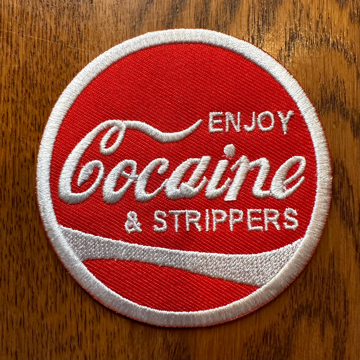 Enjoy Cocaine Patch - Red/ White – Rusty Lids